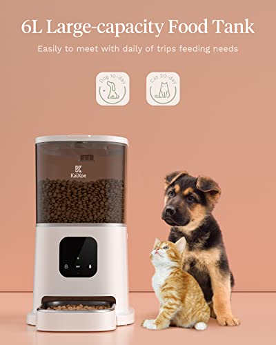 Kaikoe Automatic Cat Feeder, WiFi Enabled 6L Auto Pet Dry Food Dispenser, Smarter App Control, Programmable Meal, Triple Food Preservation Clog-Free Design Pet Feeder for Small/Medium Pets