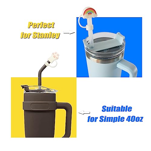Straw Covers Cap for Stanley Cup - 8Pcs Straw Tip Covers Compatible with Stanley 30&40 Oz Tumbler, Soft Silicone Dust-Proof Straw Cover, Cute Straw Protectors for Stanley Cups Accessories