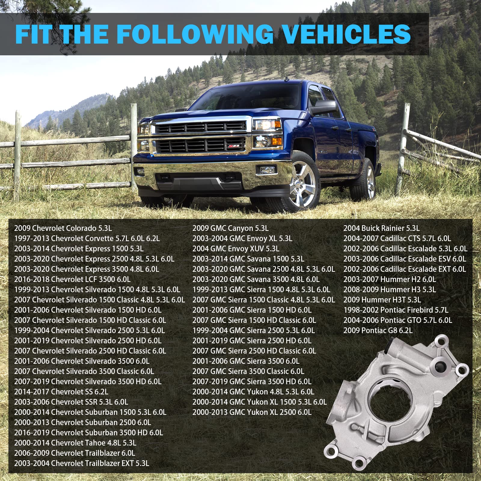 High Volume Oil Pump Replacement - Compatible with 4.8L 5.3L 6.0L Silverado, Suburban, Tahoe, Trailblazer, GMC Sierra, Yukon, Cadillac Escalade - Replace M295HV