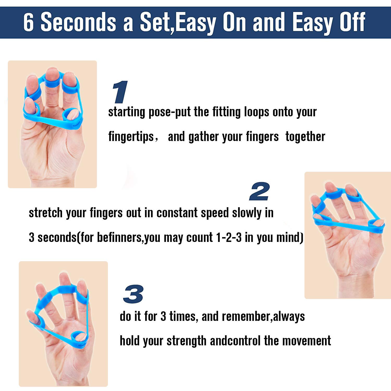 Hand Grip Strengthener, Finger Exerciser, Grip Strength Trainer (6 PCS),New Material,Forearm Grip Workout, Finger Stretcher, Relieve Wrist Pain, Carpal Tunnel, Trigger Finger, Mallet Finger and More.