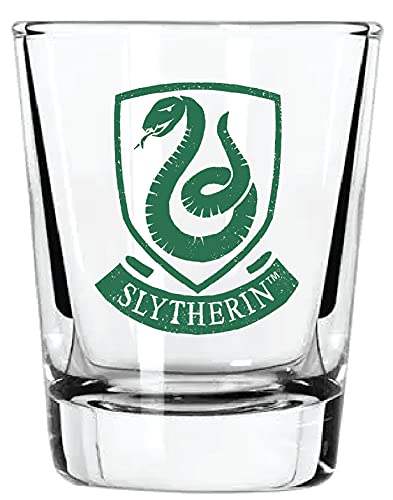 Harry Potter Shot Glass Set - 2 oz. Capacity - Set of 4 Glasses - Gryffindor, Slytherin, Hufflepuff, Ravenclaw
