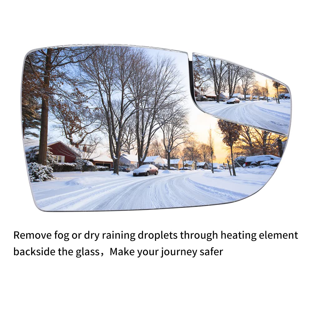 Getfarway Right Passenger Side Power Heated Mirror Glass Compatible With Ford Focus(2012-2018)Blind Spot Detect Rear Holder Rear View Mirror Right Heated Convex Mirror Glass CM5Z-17K707-G