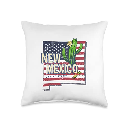 New Mexico State United States Map Vintage USA New Mexico United States Retro Map Vintage USA Throw Pillow, 16x16, Multicolor