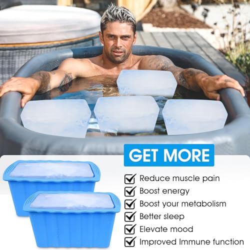 Haldane 4PC Extra Large Ice Cube Molds 25LB Ice Bath Water Chiller Giant Ice Block Molds Silicone Ice Block Maker For Home, Thicker Big Ice Cube Tray Reusable Athletes Cold Plunge Accessories