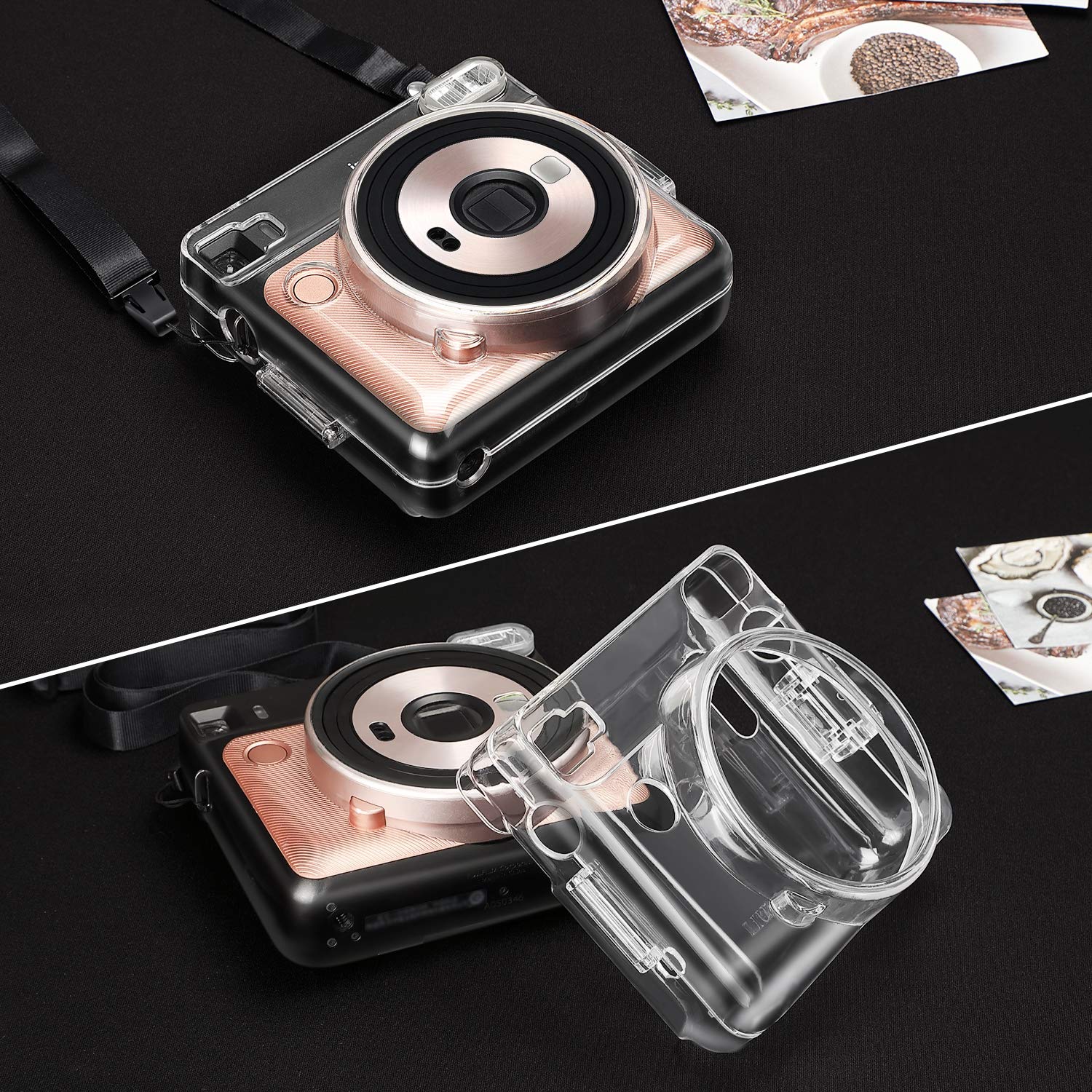 Fintie Protective Clear Case for Fujifilm Instax Square SQ6 Instant Film Camera - Crystal Hard Cover with Removable Shoulder Strap