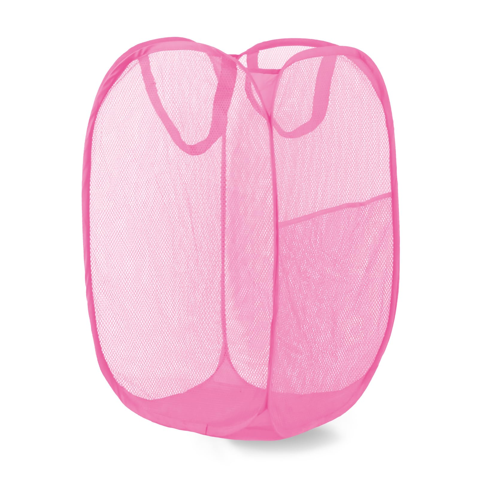 LXLOVESM Pop Up Hamper, Mesh Popup Laundry Hamper, Clothes Basket, Collapsible Hamper for Laundry, Foldable Hamper for Travel and Storage (Pink)