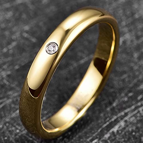GALANI Gold Cubic Zircon Ring for Women 4mm Dome Tungsten Jewelry Ring for Wedding Engagement Promise Propose Size 8