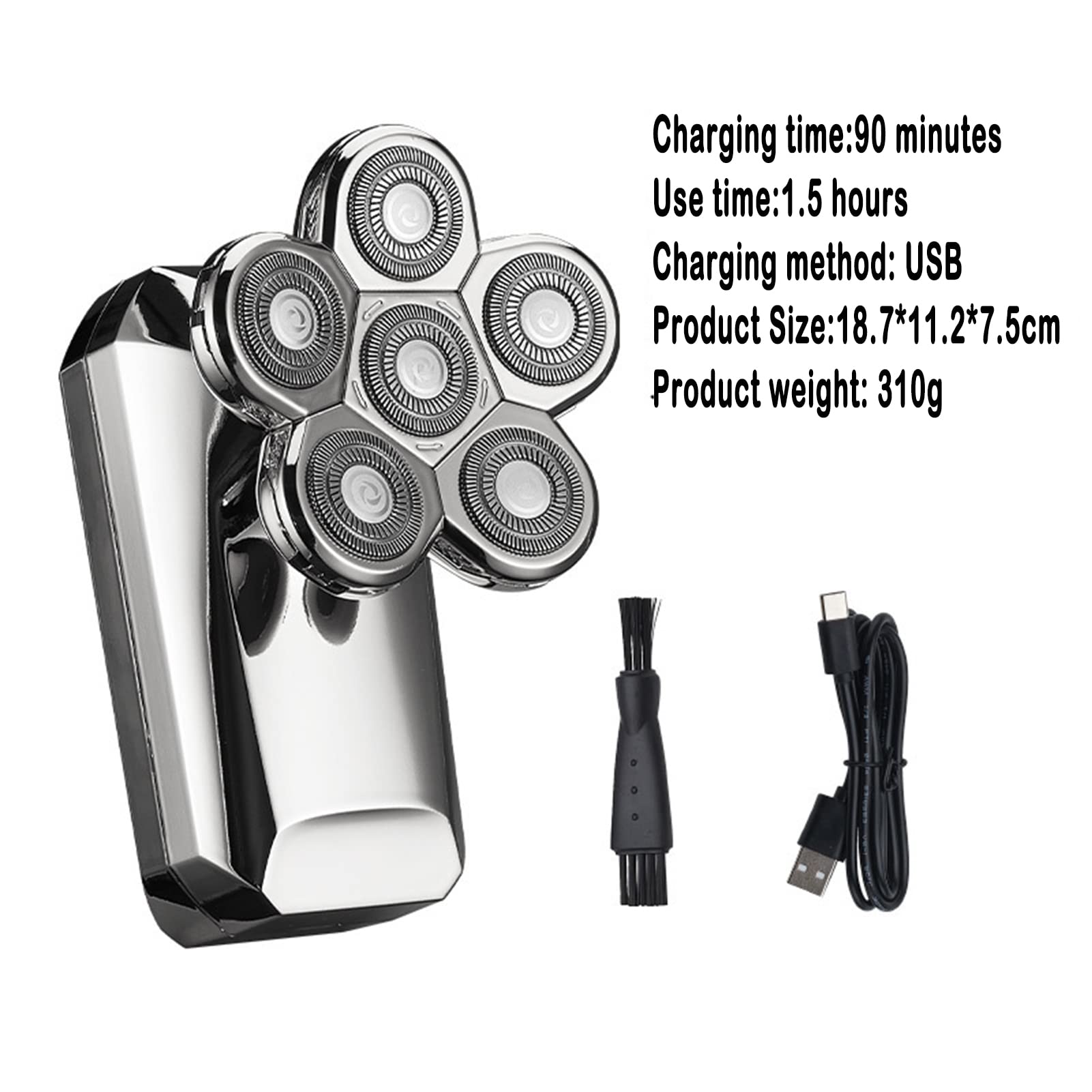 LXosff 5-in-1 New Multifunctional Men's Electric Razor for Bald Men,Head Shaver for Men, Ergonomic Design, Cordless and Rechargeable.