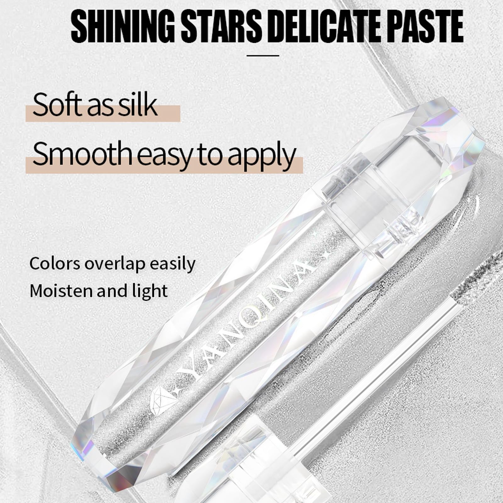 Glitter Eyeshadow, Silver Glitter Eyeliner, Face Glitter, Diamond Glitter Eyeshadow, Shimmer Liquid Eyeshadow, Long-Lasting, Waterproof, Quick-Drying, Glitter Eyeliner Sparkling Eyeshadow For Women