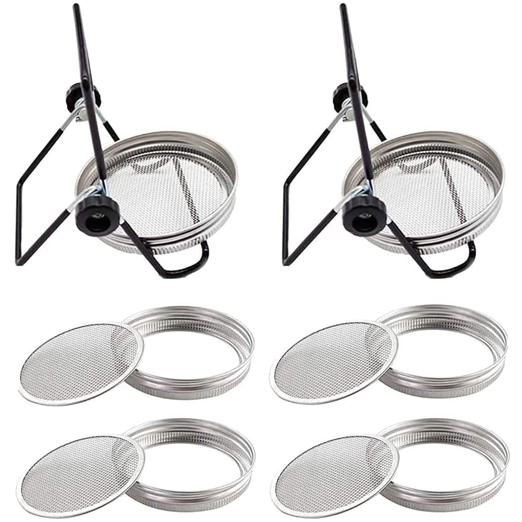 KFUVW Sprouting Jar Germination Kit Accessories, Including Sprouting Lids for Wide Mouth Mason Jar (32 oz)/ Stands