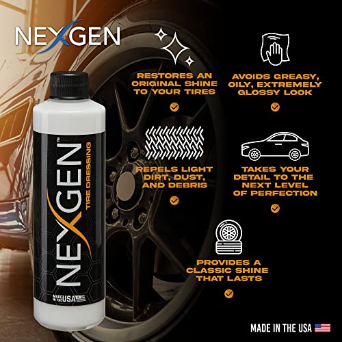 Nexgen Tire Dressing β Water Based Tire Protector β Easily Remove Dirt and Restore Original Shine - H20 Based - 8 oz