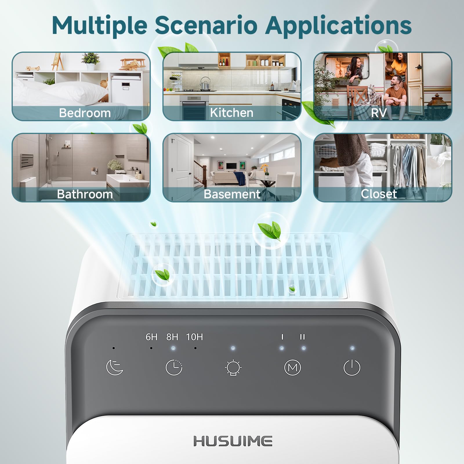 HUSUIME Dehumidifier, 50 OZ Dehumidifier for Bedroom, Quiet Dehumidifier with Timer Sleep Mode, Auto Defrost, 7 Colors LED Light and Auto Shut Off Function Small Dehumidifier for Bathroom, RV, Closet
