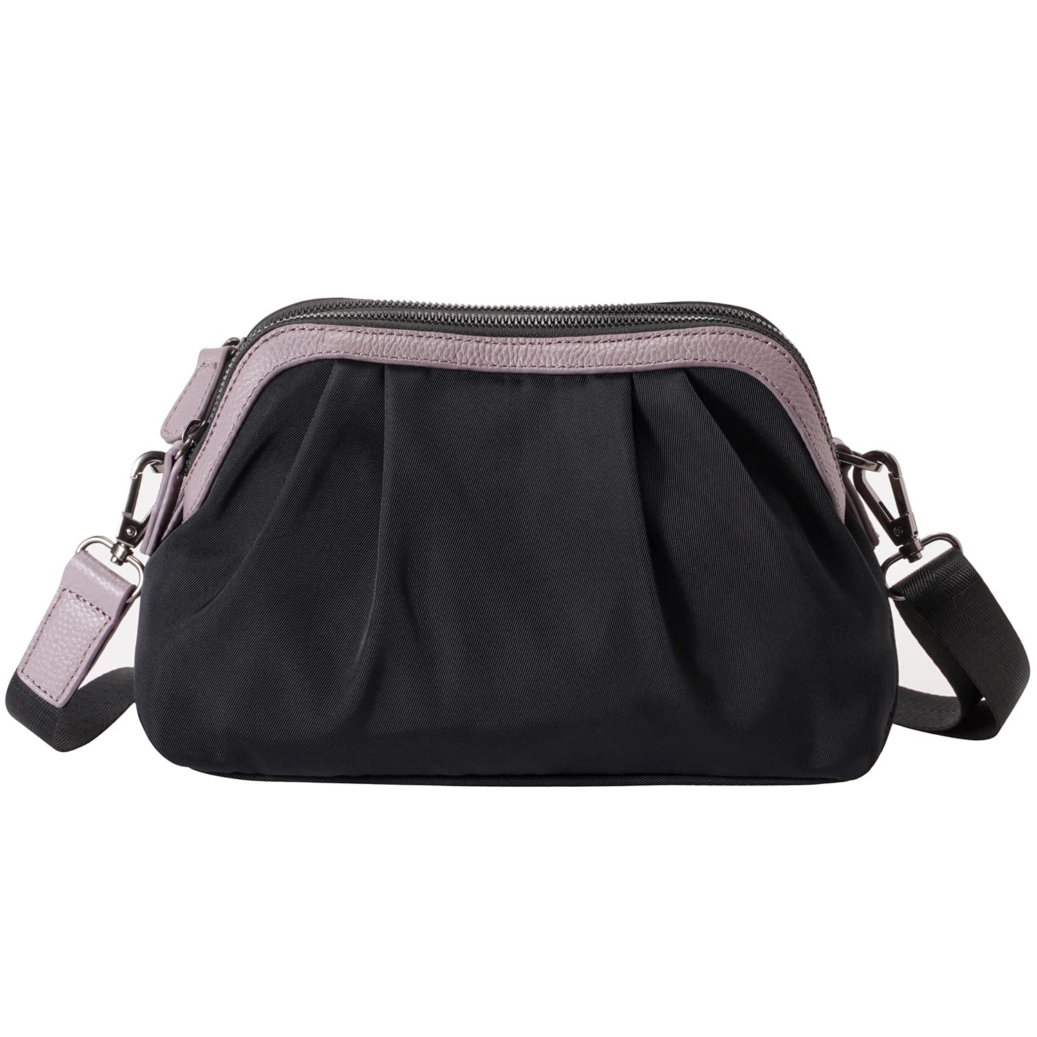 FOXLOVER Crossbody Bags for Women Waterproof Nylon Shoulder Purse Small Satchel Bag (Black)