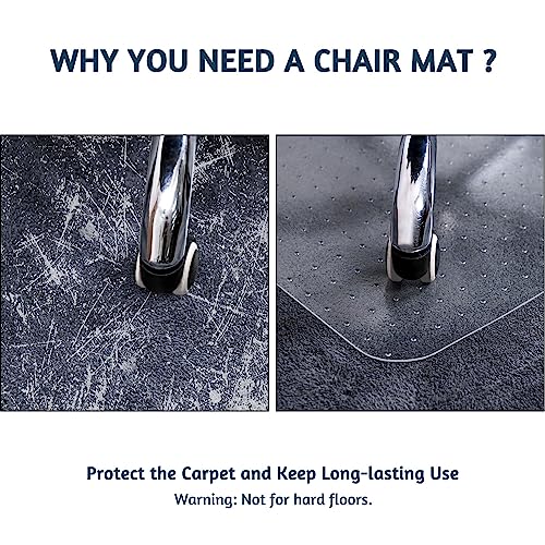 Futurwit Low Pile Carpet Office Mat, 47'' x 29'' Rectangle, Clear Chair Mats Protector Carpeted Floors, Crack-Resistant Design, Glide with Ease, Shipped Flat - Transparent