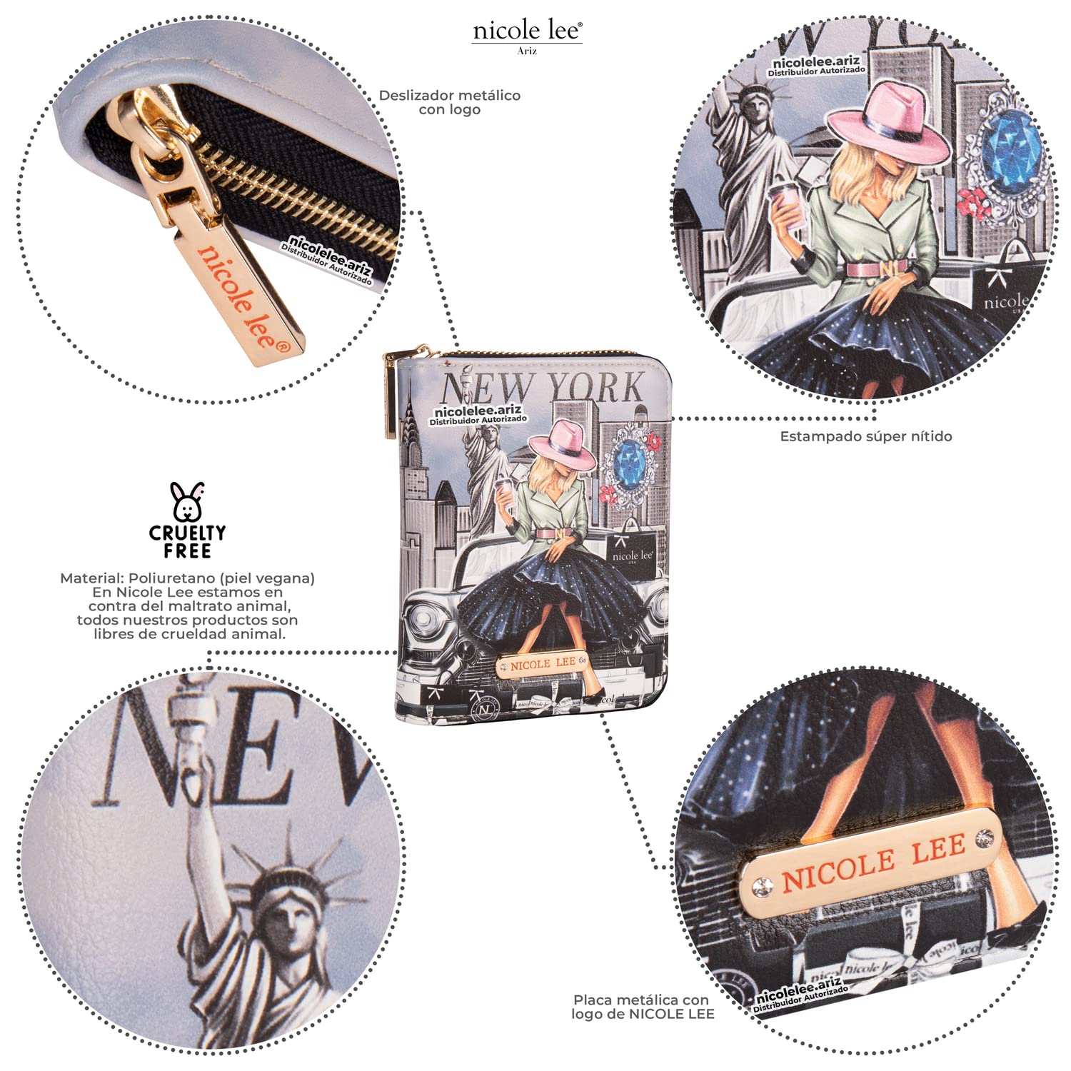 Nicole Lee Isabel Accordion Zip Card Holder Wallet - Success in New York