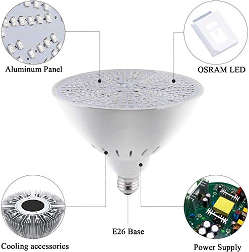 MOSELNY 120V Pool Led Bulb for Inground Swimming Pool 40W Color Changing Led Pool Light with Remote Control Super Bright LED RGB Pool Bulb for Pentair & Hayward Light Fixture E26 Base