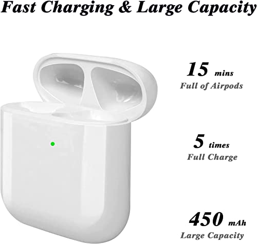 ooderlok Wireless Charging Case for Airpods - Airpod Charging Case Replacement Compatible for Airpods 1 2 with Bluetooth Pairing Sync Button, Airpods Charger Case 1/2 Generation, No Air Pods, white