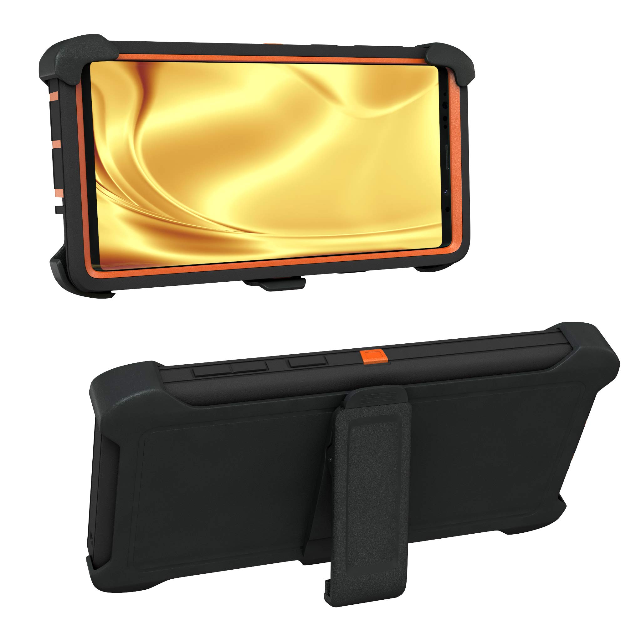 Galaxy Note 9 Case, ToughBox [Armor Series] [Shock Proof] [Black | Orange] for Samsung Galaxy Note 9 Case [Comes with Holster & Belt Clip] [Fits OtterBox Defender Series Belt Clip Phone Cover]