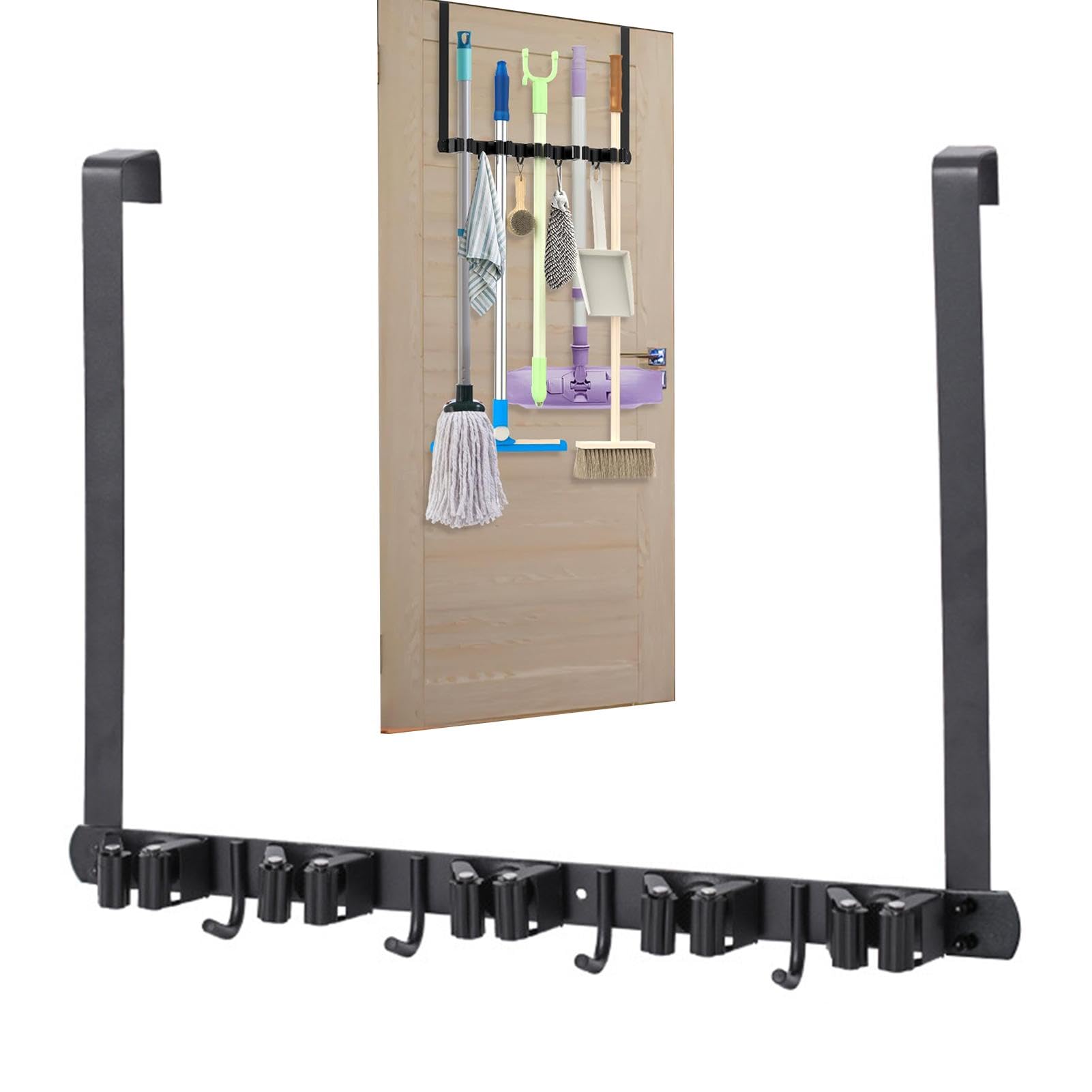 Portable Broom Organizer | Door Mount Broom Storage | Portable Door Mount,restaurant Broom Hanger, Kitchen Broom Storage, Utility Broom Organizer, Wall Mount Tools Holder, Portable Broom Hanger