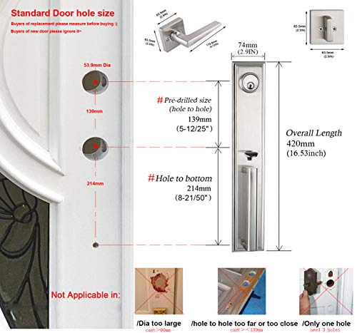 NEWBANG Satin Nickel Door Handle, 2 Pack Lever Front Lock Set2011-SN-SET and HTL02-SN-PS Handleset with Lockset (Double Handleset, 1 + Lever, Nickel)