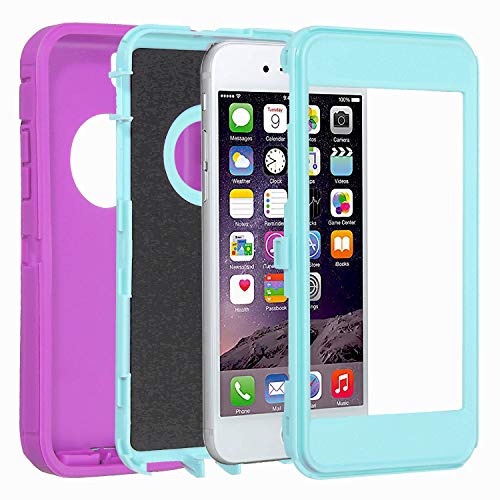 Stroson for iPhone XR Case with Built in Screen Protector Heavy Duty Shockproof Full Body 3 in 1 Rugged Bumper for Women Man Protective Cover Phone Case for iPhone XR 6.1β (Purple/Mint)