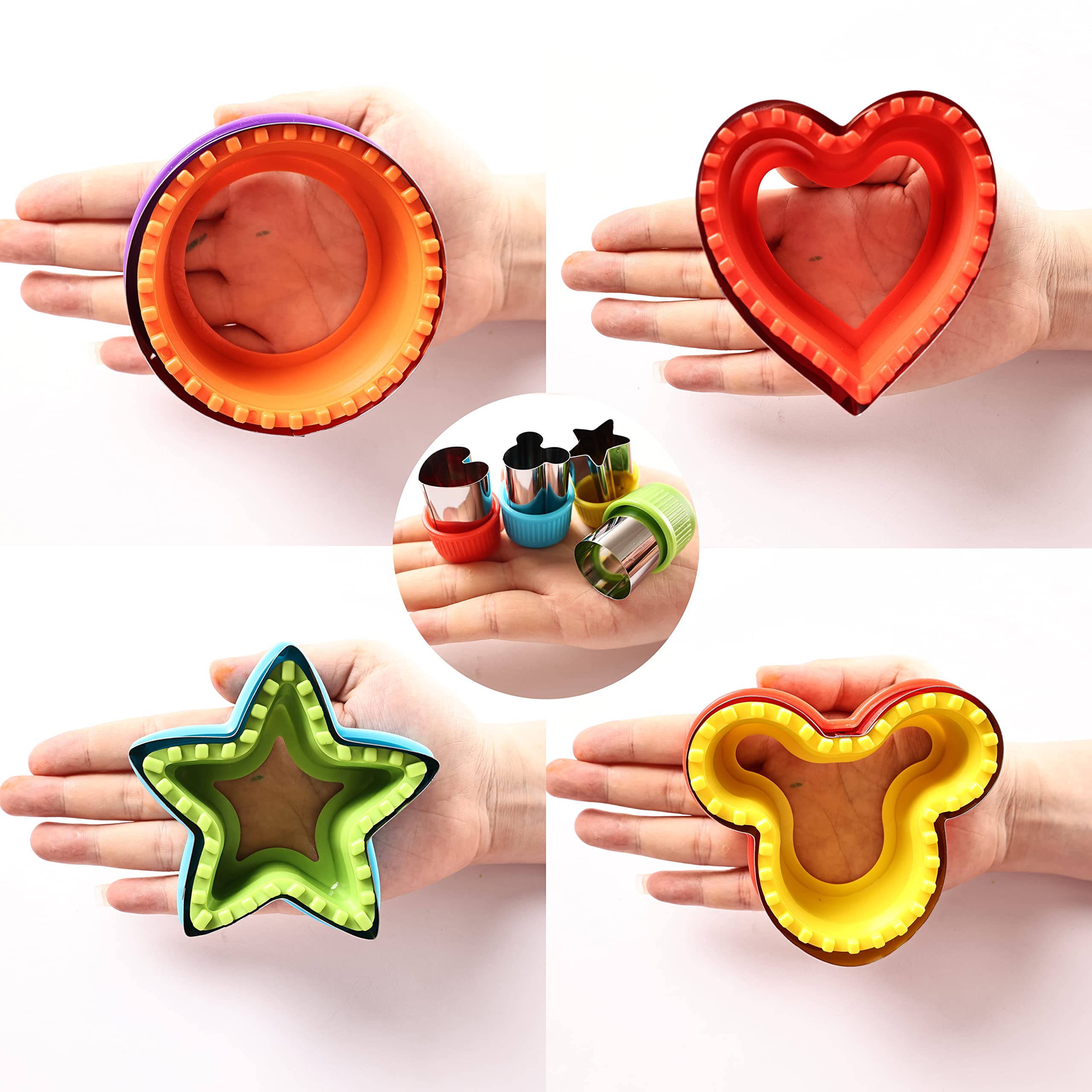 GELIFATLE Sandwich Cutter and Sealer for Kids, 4pcs Bread Sandwich Decruster Pancake Maker DIY Cookie Cutters for Kids Bento - Round Heart Star Mickey Head Shaped