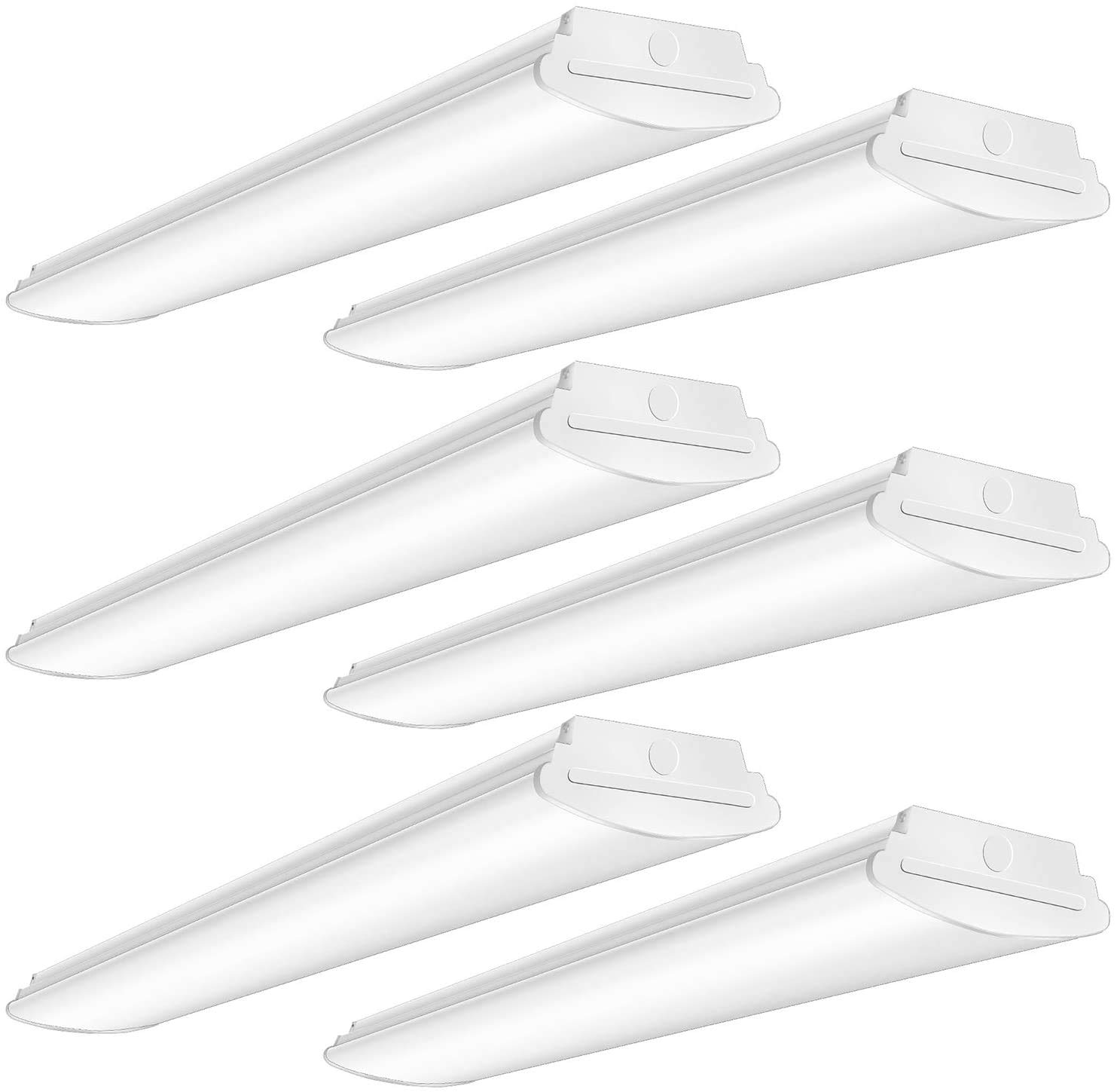 FAITHSAIL 4FT LED Wraparound Light Fixture,50W 5600LM Flush Mount Garage Shop Lights, 4 Foot 4000K LED Ceiling Integrated Linear Lighting for Warehouse, Workshop, Office, Kitchen, Laundry, 6 Pack