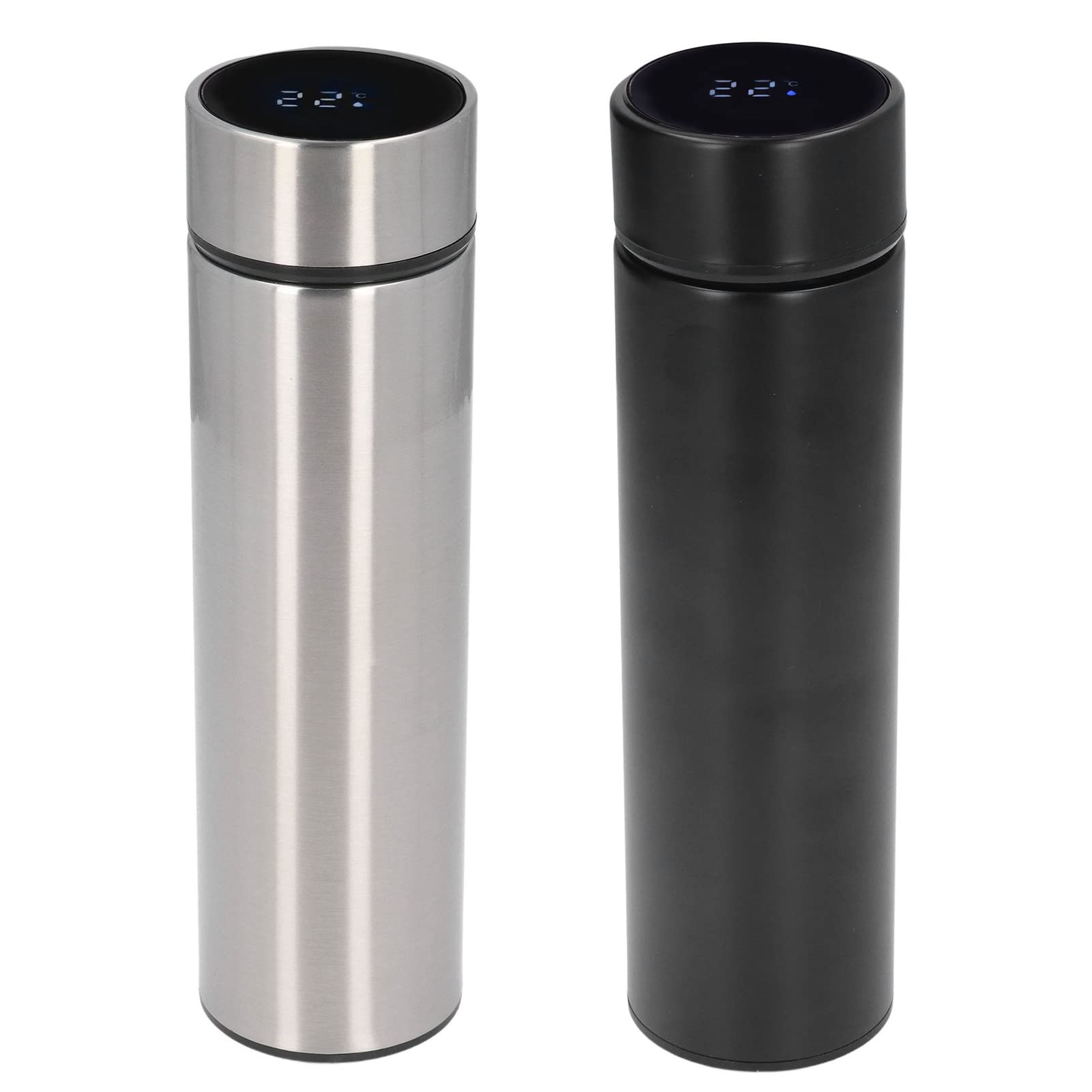 Insulated Bottles, 500ml Stainless Steel Thermal Mug Double Wall Vacuum Flasks with LED Display Vacuum Flasks with Lid for Home Office Kitchen Outdoor(black)