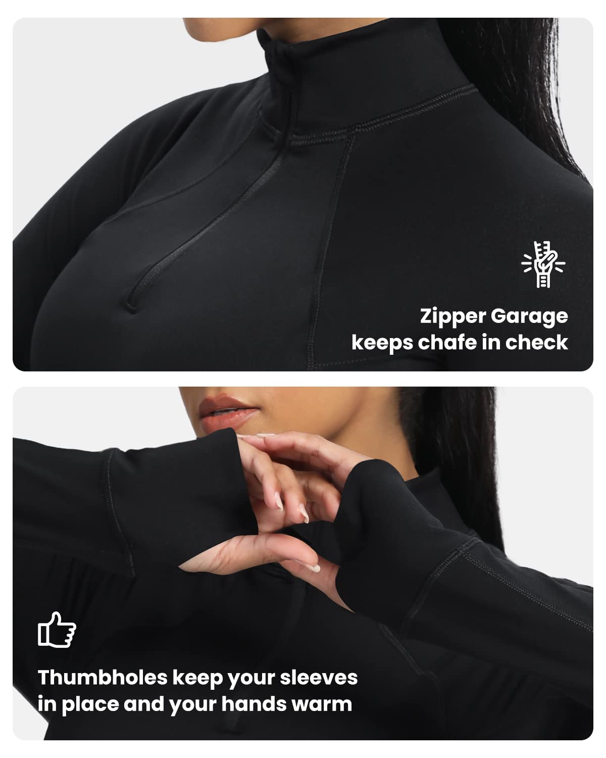GYM RAINBOW Womens Cropped Workout Jakcets Half Zip Pullover Sweatshirt Long Sleeve Workout Shirts Athletic Tops(#3 Black,Medium)