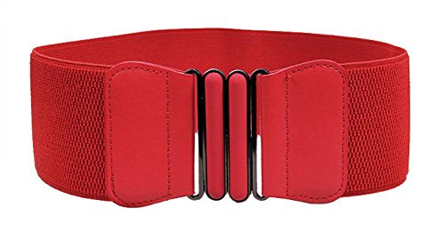 VOCHIC Wide Elastic Plus Size Belt for Women Cinch Waist Belt Stretch Waistband, Red, XL(33"- 42")
