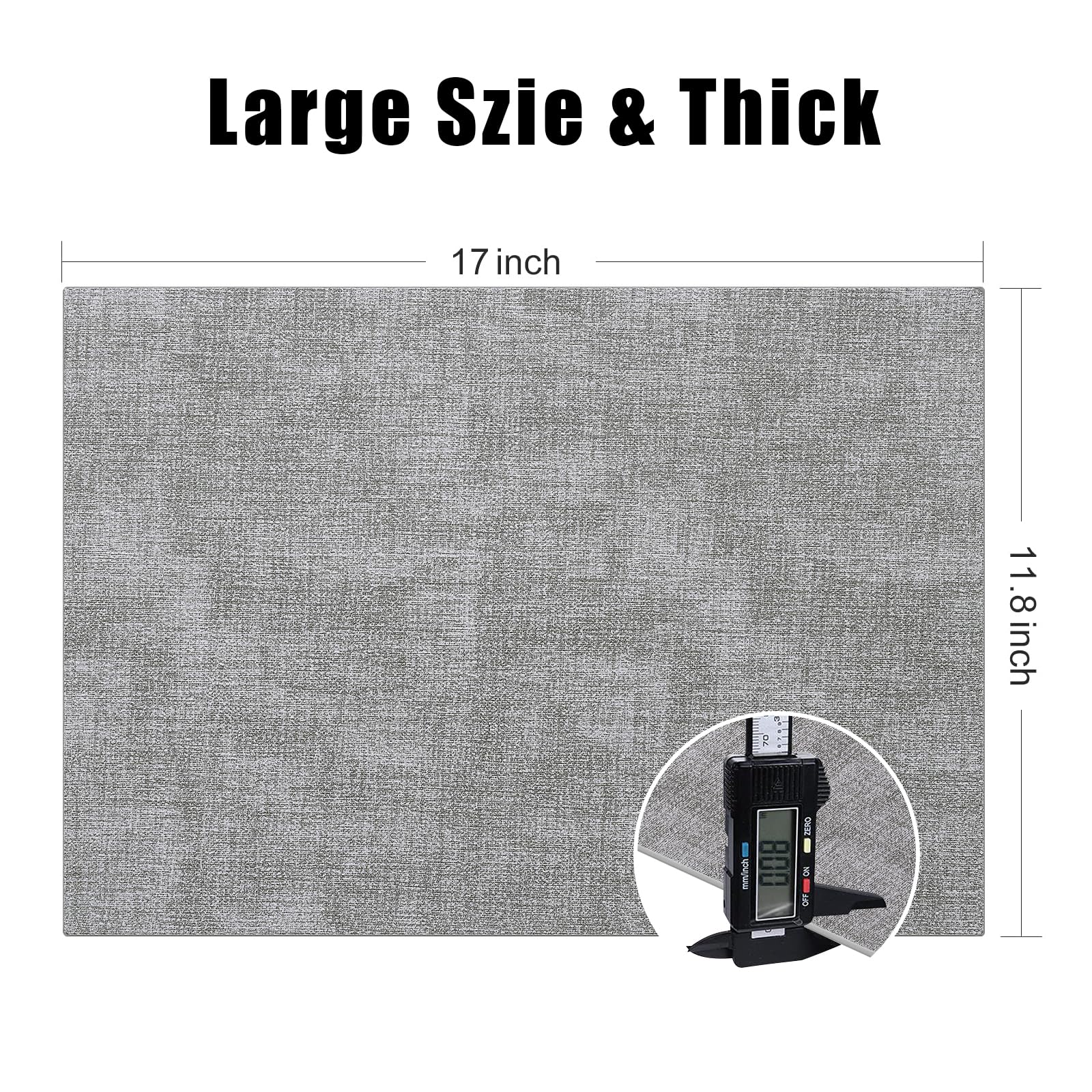 Homaxy Faux Leather Heat Resistant Placemats for Dining Table Set of 6, Waterproof Wipeable Washable PU Table Mats, Easy to Clean Anti-Slip Place Mats, 11.8" x 17", Light Grey