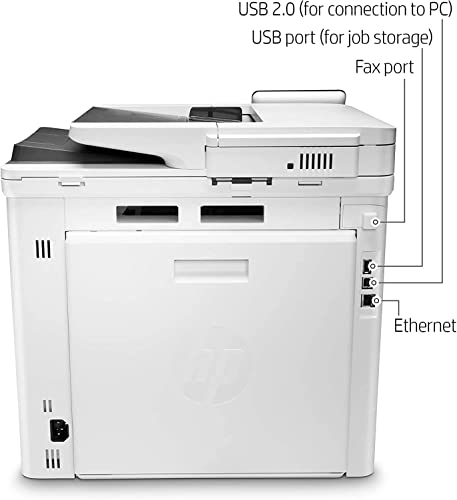 HP Color Laserjet Pro Multifunction M479fdw Wireless Laser Printer- Print Scan Copy Fax - 28 ppm, 600 x 600 dpi, 8.5 x 14, 50-Page ADF, Ethernet, Auto Duplex Printing, Cbmou Printer_Cable