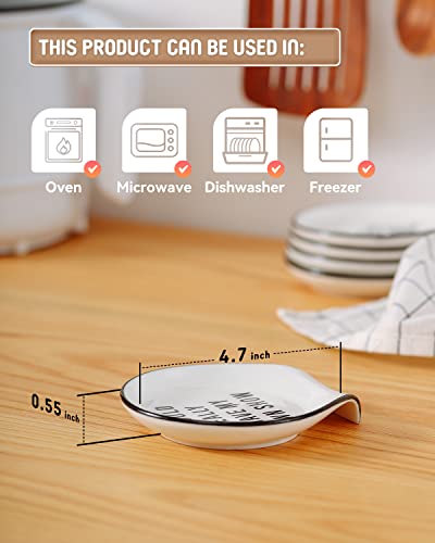 YMASINS Coffee Spoon Rest, Spoon Rest for Stove Top, Ceramic Spoon Holder for Stove Top, Utensil Rest for Kitchen Counter, Premium White Spoon Rest for Spoon, Ladles, Spatula, 2pcs