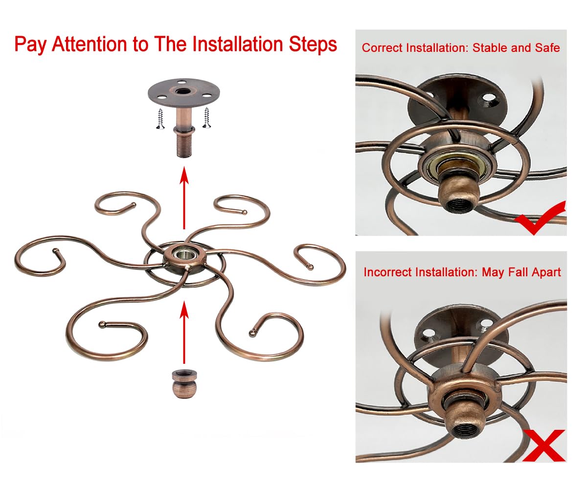 GeLive 360° Rotatable Wine Glass Holder Under Cabinet Stemware Rack Glass Hanger Drying Rack Storage Organizer With 6 Hooks for Home and Bar (Antique Bronze)