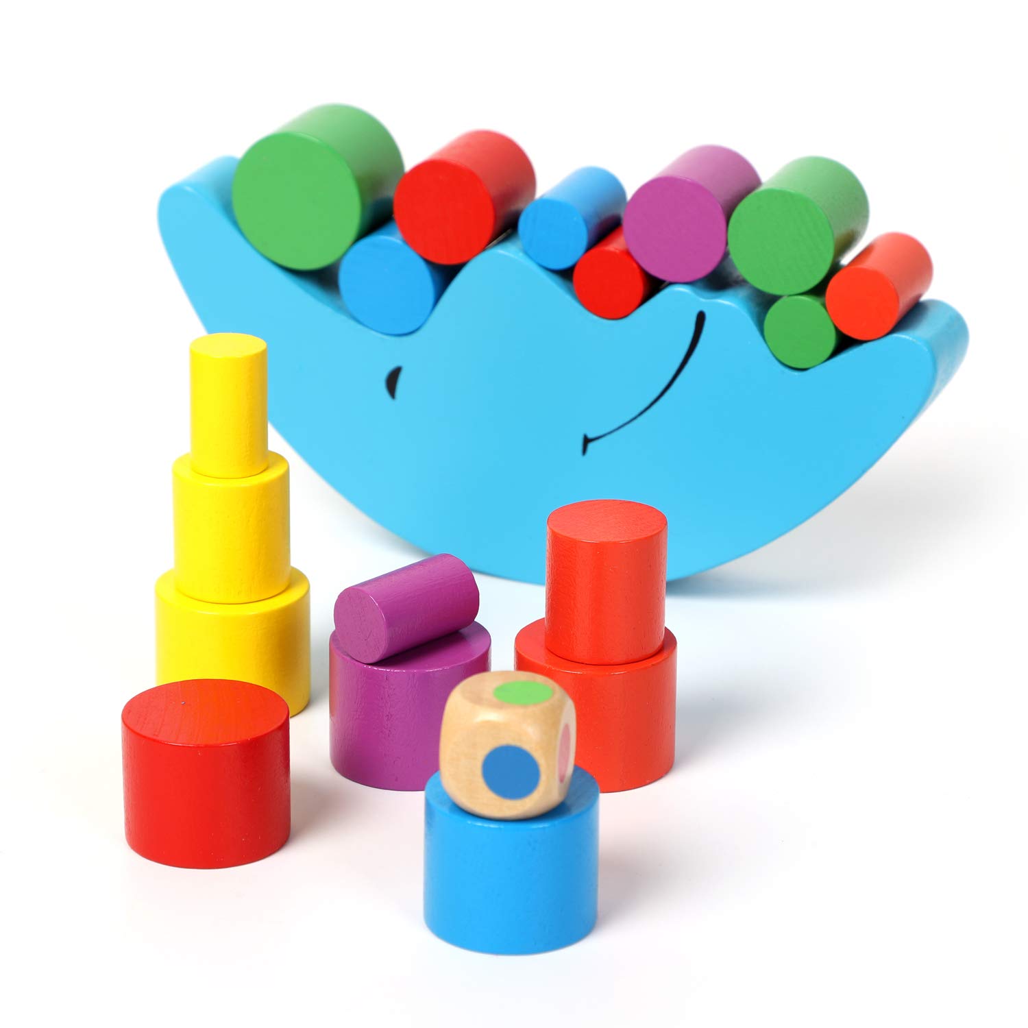 Fuyage Moon Equilibrium Game Wooden Stacking Blocks Balancing Game Sorting Toy Building Early Brain Development for Kids