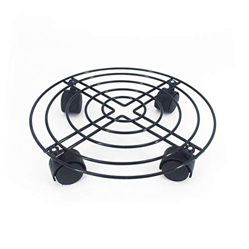 Newooh Metal Plant Caddy Heavy Duty Iron Potted Plant Stand with Wheels Round Flower Pot Rack on Rollers Dolly Holder Wheels Indoor Outdoor Planter Trolley Casters Rolling Tray Coaster 4 Wheels