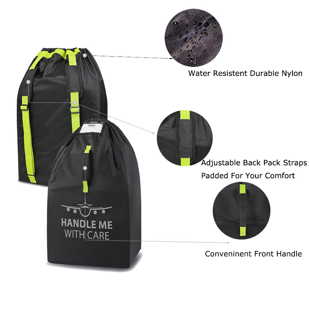 Sucpeii Car Seat Travel Bag ,Durable Backpack for Air Travel Gate Check Bag Foldable Air Travel Cover for Infant Carriers,Car Seats,Baby Stroller,Fluorescent