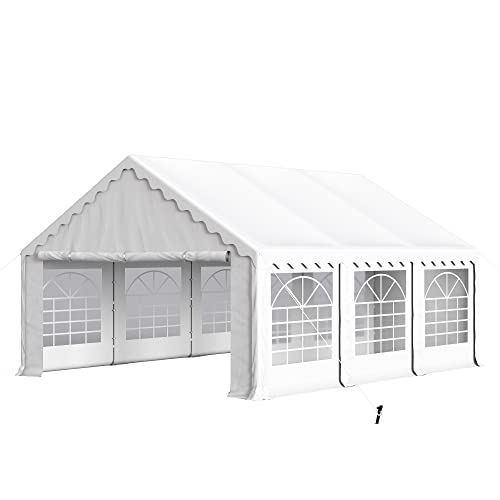 PHI VILLA 20'x16' Outdoor Heavy Duty Party Tent Large Commercial Canopy Wedding Event Shelter with Removable Sidewalls & 3 Storage Bags for Patio Outdoor Garden Events, White