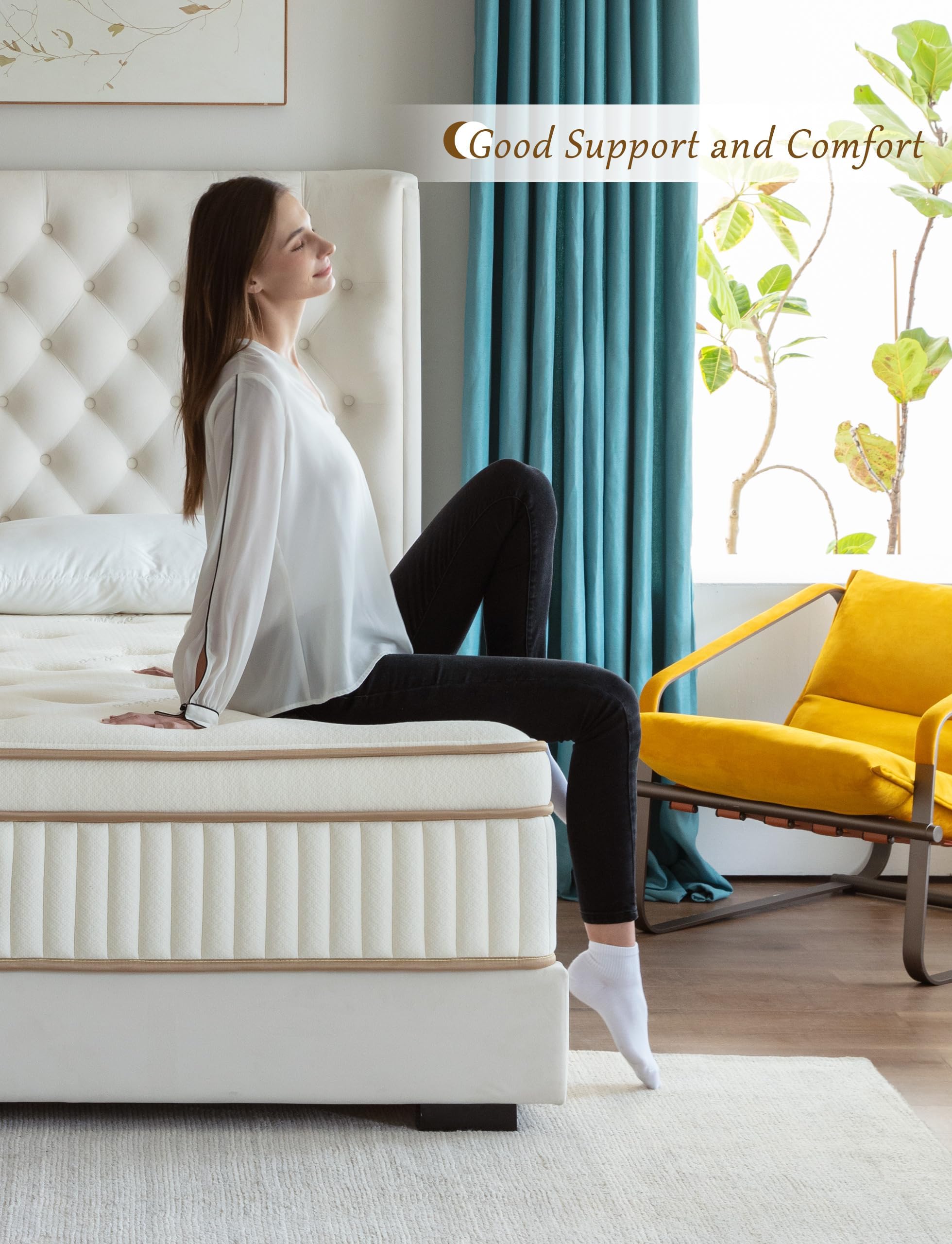 SURLUNKEYS Gel Foam Hybrid Mattress - Euro Top 14 Inch Full Size Mattress with Pocket Spring for Motion Isolating, Medium Firm Mattress in a Box, 120-night Trial