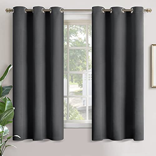 YoungsTex Blackout Curtains for Bedroom - Thermal Insulated Room Darkening Curtains Grommet Window Drapes for Living Room, 2 Panels, 42 x 63 Inch, Dark Grey