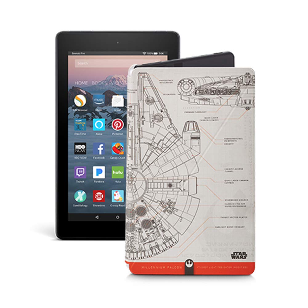 Fire 7 Tablet (16GB, Black) + Star Wars Millennium Falcon Limited Edition Standing Case + Nupro Anti-Glare Screen Protector
