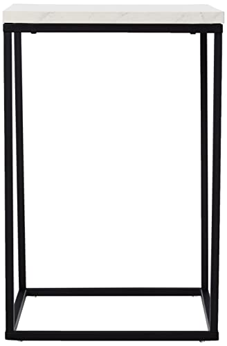 Walker Edison Modern Open Square Wood Side End Accent Table Living Room Storage Small End Table, 16 Inch, Marble