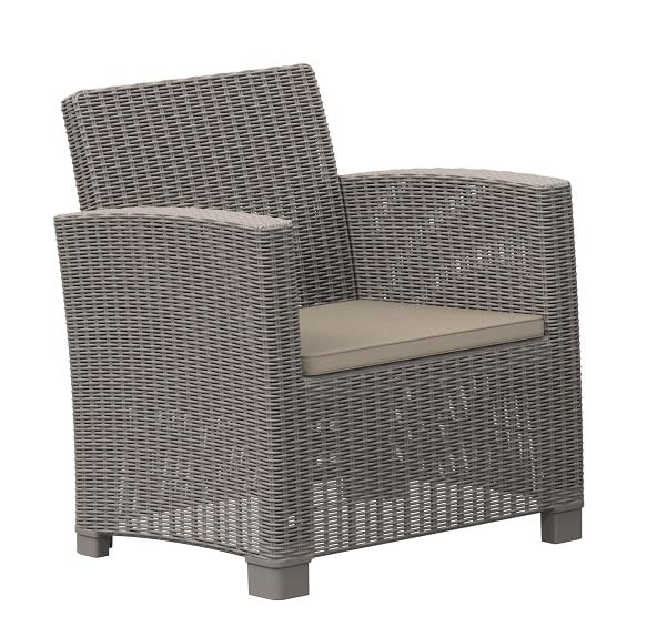 yoyomax 4 Pieces Furniture Clearance, Modern Outdoor Cushion, All Weather Patio Conversation Sofa Set w/ 3 Chairs, Coffee Table-Ideal for Garden, Poolside, 4PCS, Black with Gray