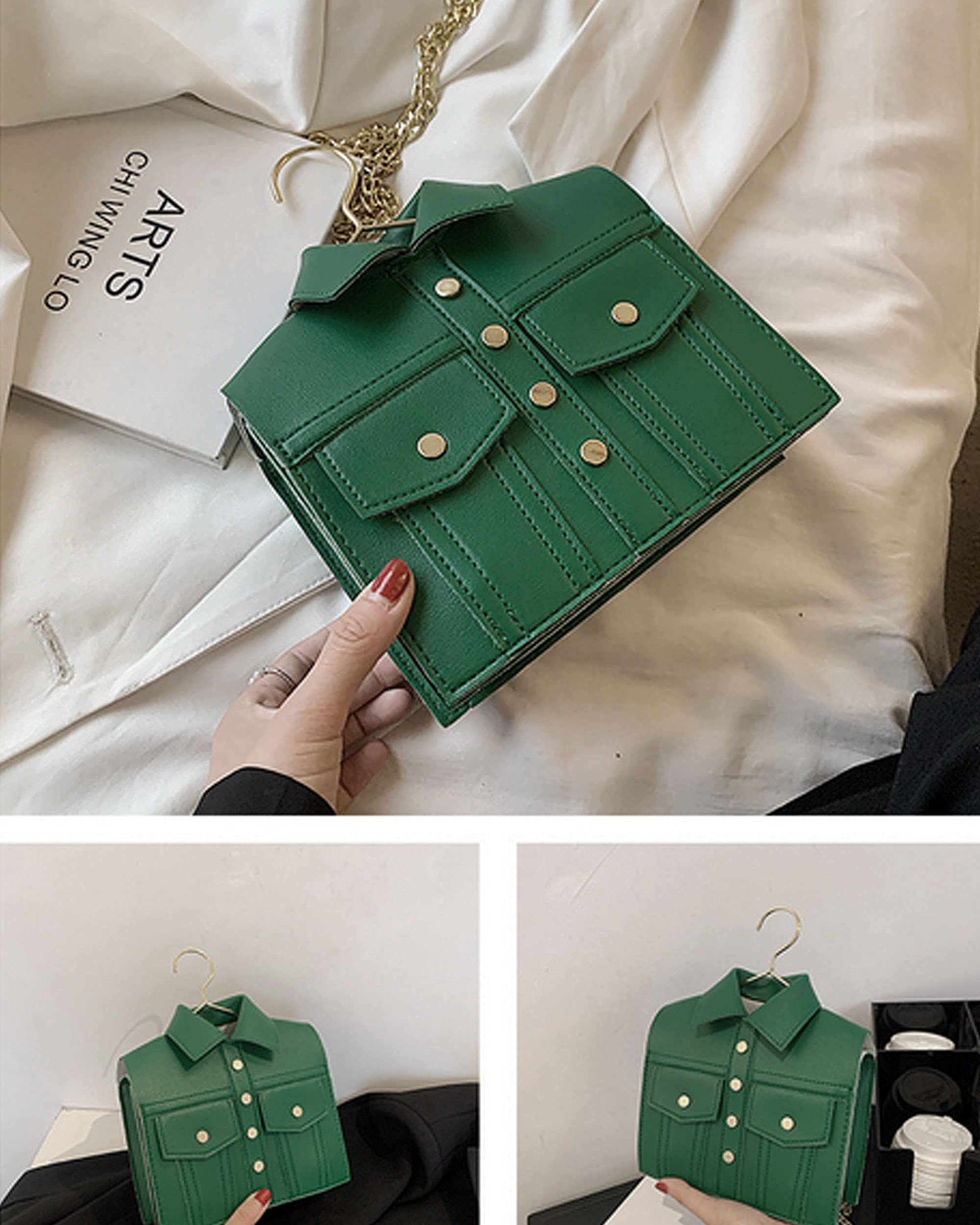 Heidi Bag Vintage Radio Clutch Handbag Leather Top Handle Crossbody Shoulder Bag (AA-Green)