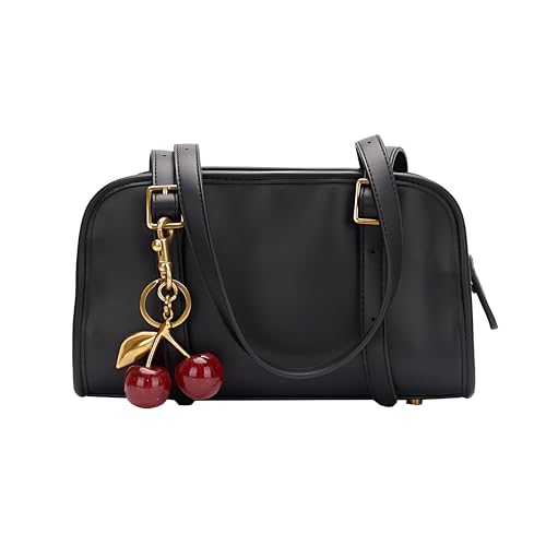 Lmuwecno Luxurious 18K Gold Plated Cherry Bag Charm, Cherry Keychain Accessory Purse Charm(Red)