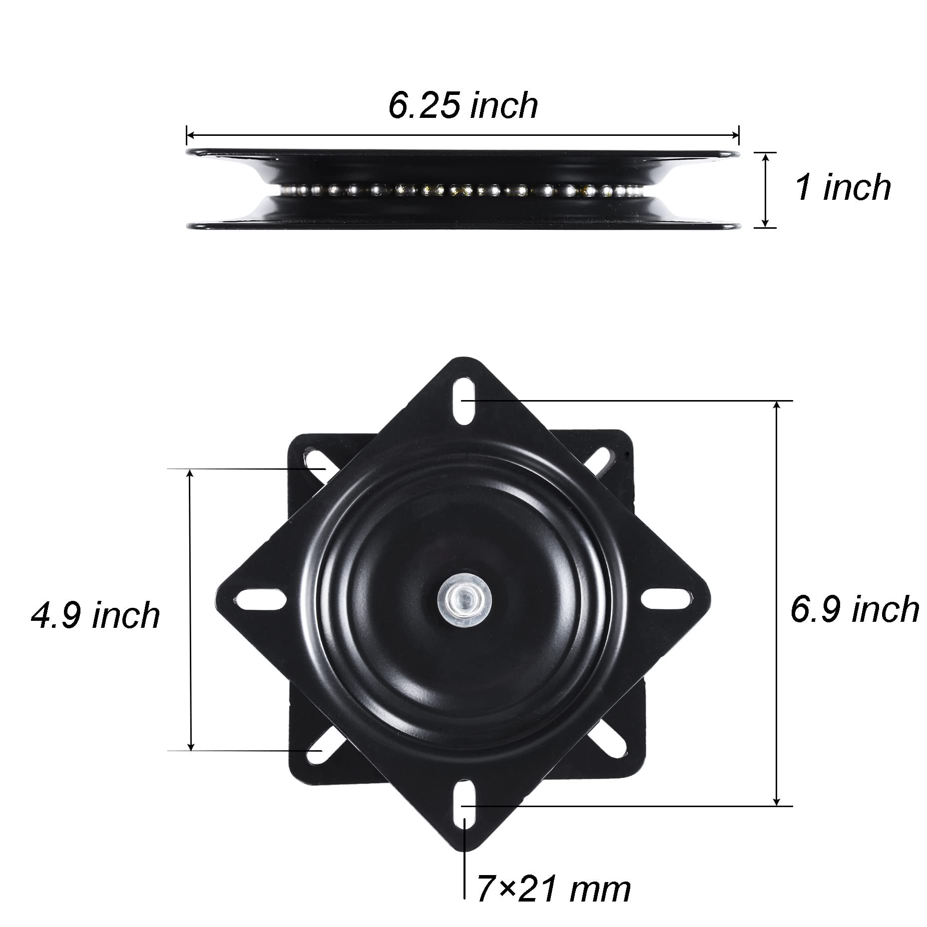 Frassie 4 Pack 6.3 Inch Bar Stool Swivel Plate Replacement,360 Degree Swivel Square Turntable for Recliner Chair
