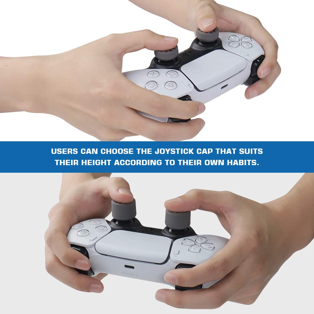 GameSir PS5 PS4 Thumbstick Grips, Silicone Analog Cap Joystick Thumb Grip Protect Stick Cover for PS5 PS4 Playstation Game Controllers | 4 High-Rise, 4 Low-Rise