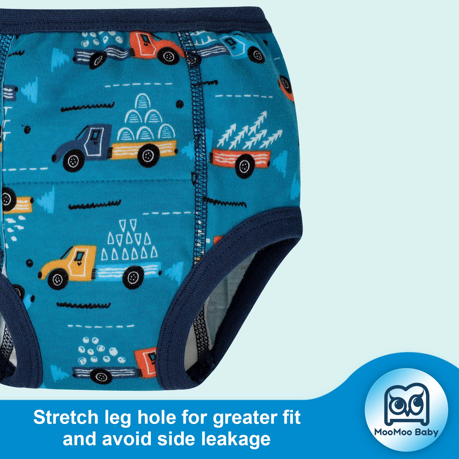 MooMoo Baby 6 Packs Potty Training Underwear Absorbent Vehicle Training Pants for Toddler Boys Pee Pants 2T-7T