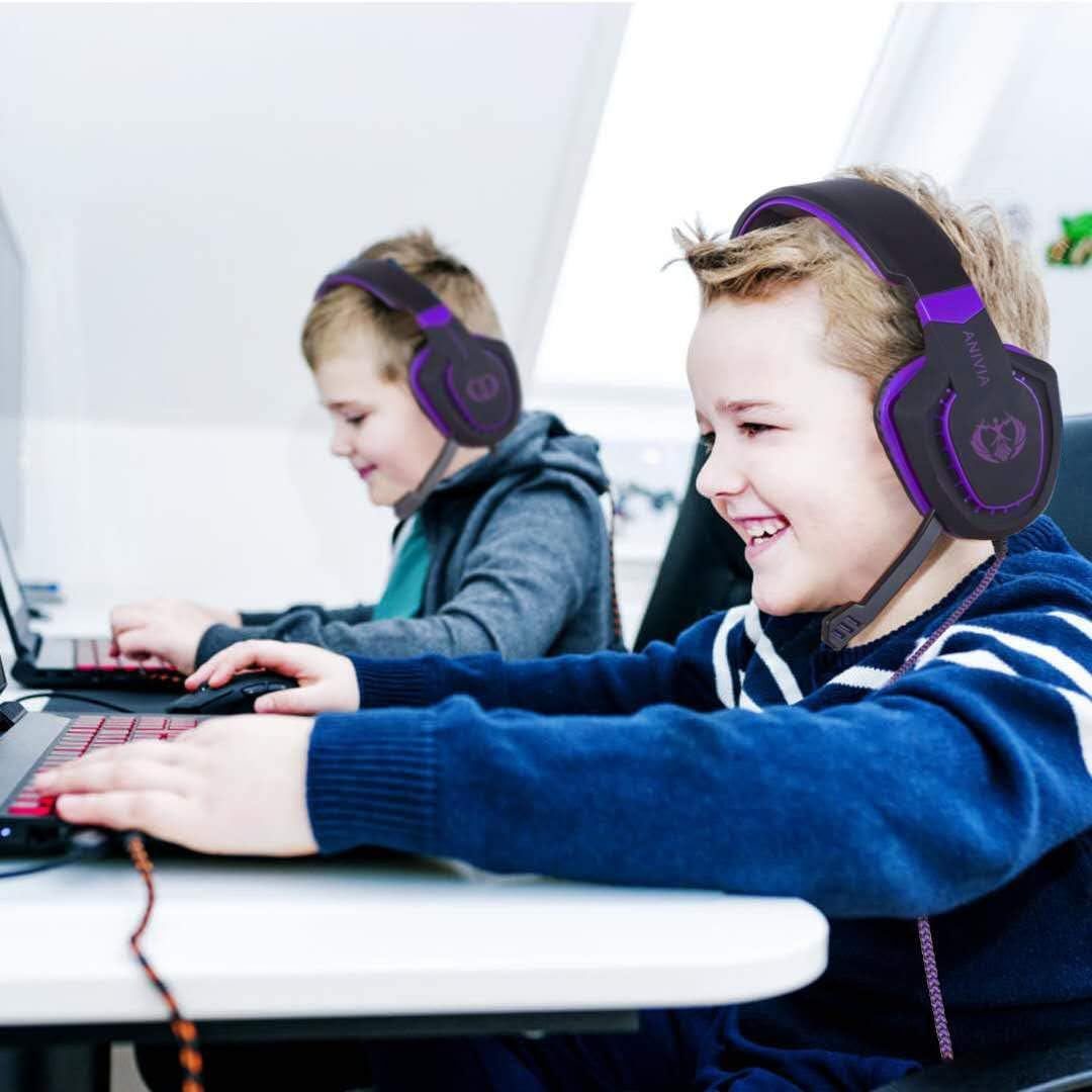 Gaming Headset with Microphone for Pc, Over Ear Headphones Wired with Mic, in-line Control Compatible with PS4 PS5 Xbox Laptop Mac