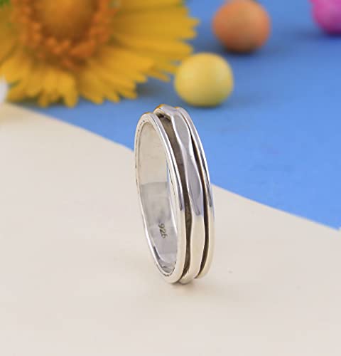 Generic Solid 925 Sterling Silver Spinning Ring Thin Band Spinner (5)